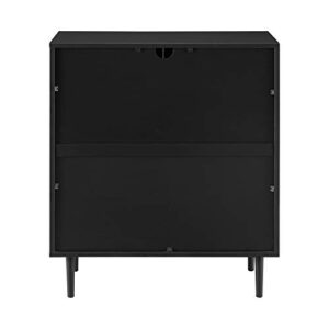 Walker Edison Fehr Mid Century Modern 2 Door Bookmatch Accent Cabinet , 28 Inch, Black