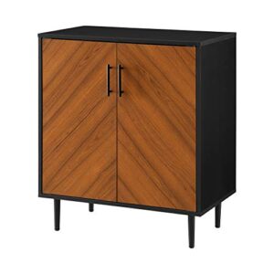 Walker Edison Fehr Mid Century Modern 2 Door Bookmatch Accent Cabinet , 28 Inch, Black