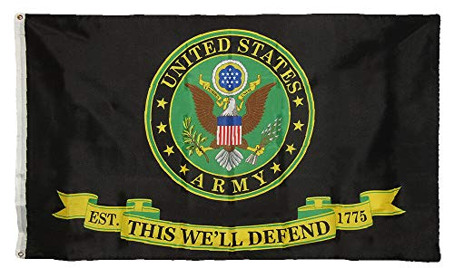 Trade Winds 3x5 U.S. Army Flag This We'll Defend Black Symbol II 150D Poly Flag 3'x5' F1860 Fade Resistant Premium