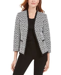 kasper women's petite zig zag knit fly away jacket, black multi, 6p