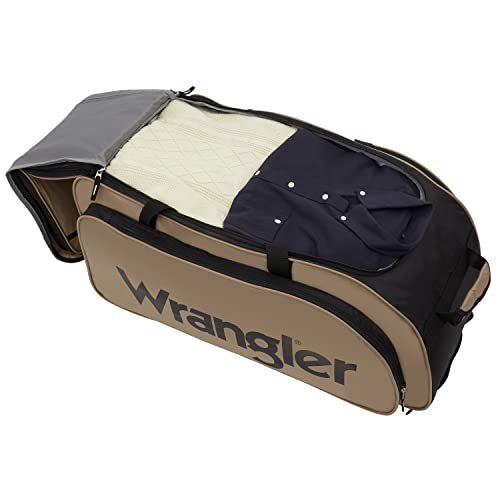 Wrangler Wesley Rolling Duffel Bag, Tannin, Large 30-Inch