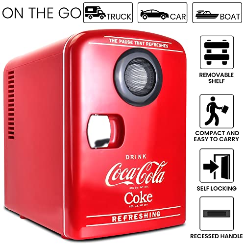 Coca-Cola KWC4-BT Compact Refrigerator, Red/White