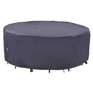 f&j outdoors outdoor patio furniture covers, waterproof uv resistant anti-fading cover for large round table chairs set, grey, 96 inch diameter