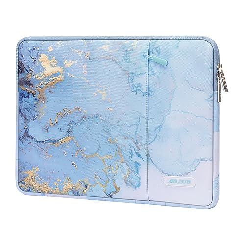 MOSISO Laptop Sleeve Compatible with MacBook Air/Pro, 13-13.3 inch Notebook, Compatible with MacBook Pro 14 inch 2023-2021 A2779 M2 A2442 M1, Polyester Vertical Watercolor Marble Bag, Blue