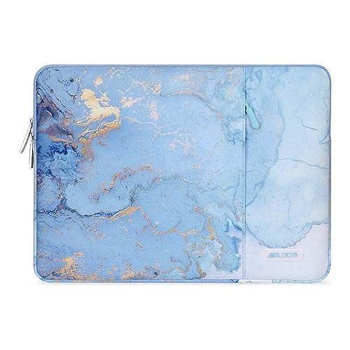 MOSISO Laptop Sleeve Compatible with MacBook Air/Pro, 13-13.3 inch Notebook, Compatible with MacBook Pro 14 inch 2023-2021 A2779 M2 A2442 M1, Polyester Vertical Watercolor Marble Bag, Blue