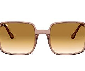 Ray-Ban Women's RB1973 Square II Sunglasses, Transparent Light Brown/Clear Gradient Brown, 53 mm