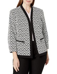 kasper women's zig zag knit fly away jacket, black multi, 16