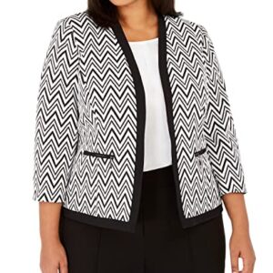 Kasper Women's Plus Size Zig ZAG Knit Fly Away Jacket, Black Multi, 14W