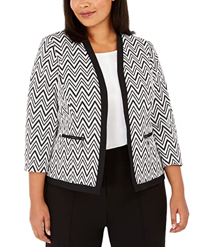 Kasper Women's Plus Size Zig ZAG Knit Fly Away Jacket, Black Multi, 14W