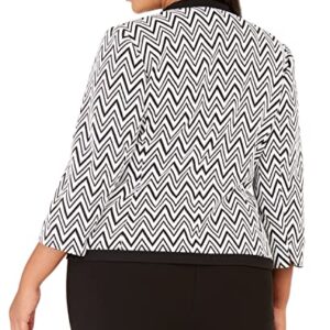 Kasper Women's Plus Size Zig ZAG Knit Fly Away Jacket, Black Multi, 14W