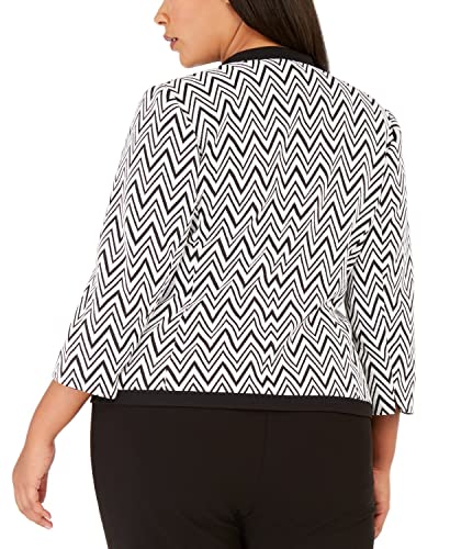 Kasper Women's Plus Size Zig ZAG Knit Fly Away Jacket, Black Multi, 14W