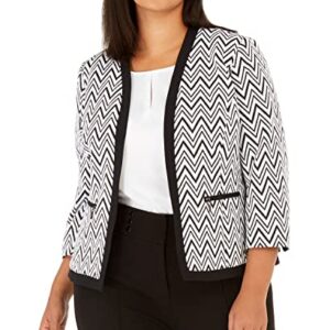 Kasper Women's Plus Size Zig ZAG Knit Fly Away Jacket, Black Multi, 14W