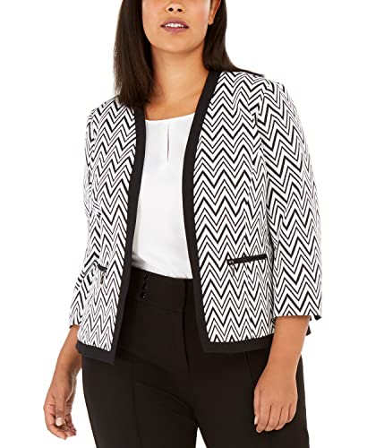 Kasper Women's Plus Size Zig ZAG Knit Fly Away Jacket, Black Multi, 14W