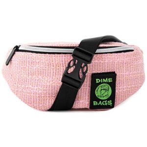 Dime Bags Stash Pack Hemp Waist Pack | Small Hipster Fanny Pack with Adjustable Strap (Pink)