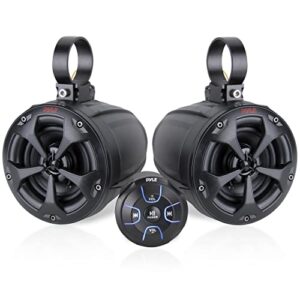 pyle 2-way dual bluetooth off-road speakers - 4 inch 800w marine waterproof wakeboard, full range outdoor for atv, snow mobile utv, quad, jeep, boat plutv46bta, black