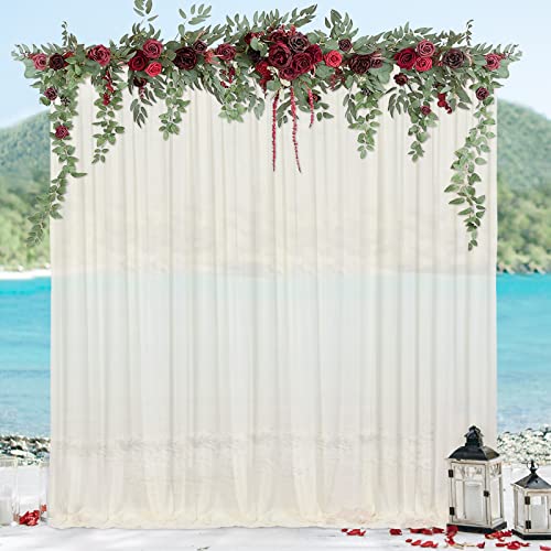 Ivory Chiffon Backdrop Curtain 10ftx10ft Birthday Party Backdrop Photography Backdrop Drapes for Wedding Arch Party Decorations