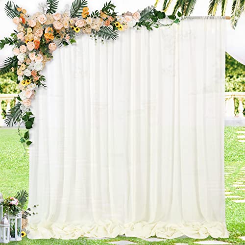 Ivory Chiffon Backdrop Curtain 10ftx10ft Birthday Party Backdrop Photography Backdrop Drapes for Wedding Arch Party Decorations