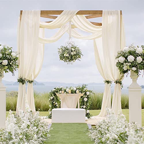 Ivory Chiffon Backdrop Curtain 10ftx10ft Birthday Party Backdrop Photography Backdrop Drapes for Wedding Arch Party Decorations