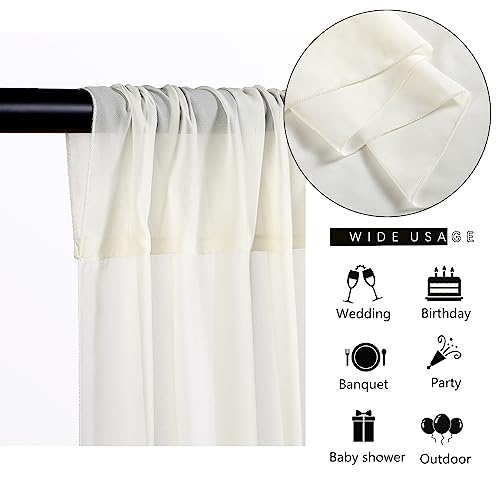 Ivory Chiffon Backdrop Curtain 10ftx10ft Birthday Party Backdrop Photography Backdrop Drapes for Wedding Arch Party Decorations