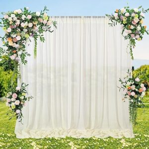 Ivory Chiffon Backdrop Curtain 10ftx10ft Birthday Party Backdrop Photography Backdrop Drapes for Wedding Arch Party Decorations