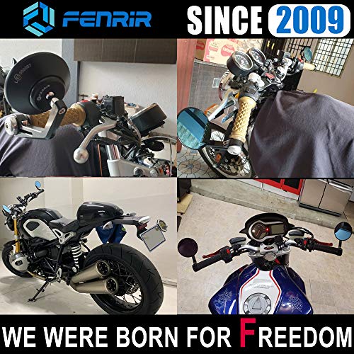 FENRIR CNC Aluminum Alloy Round Cafe Racer Retro Black Motorcycle Bar End Mirrors Side 22MM 7/8" Inch Handlebar Mirror Universal Rear View For M8/M6 Sport Naked Street Bike Cruiser Minimoto Scooter