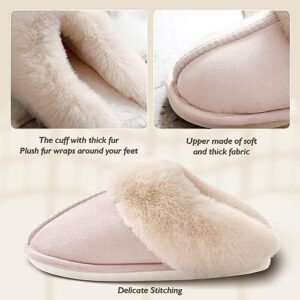 SOSUSHOE Womens Slippers Memory Foam Slippers Fluffy Slippers Warm Soft House Slippers for Women Non-Slip Indoor Outdoor,Beige