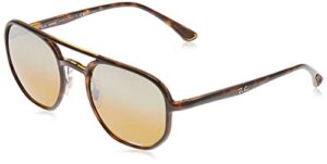 ray-ban rb4321ch chromance hexagonal sunglasses, light havana/polarized brown mirrored grey gradient, 53 mm