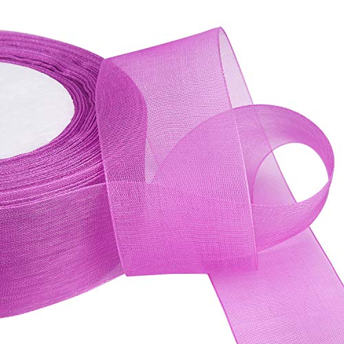 Livder 3 Rolls Sheer Chiffon Ribbons 1.5 Inches x 49 Yards/ Each Roll for Wedding Gift Wrapping Home Decorations (Purple, Violet, Light Purple)