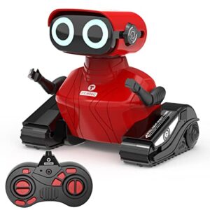 gilobaby robot toys, remote control robot toy, rc robots for kids with led eyes, flexible head & arms, dance moves and music, birthday gifts for girls ages 3+ years (red)