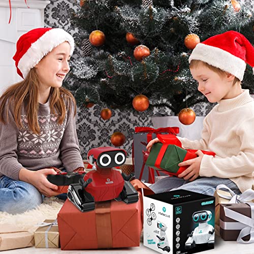 GILOBABY Robot Toys, Remote Control Robot Toy, RC Robots for Kids with LED Eyes, Flexible Head & Arms, Dance Moves and Music, Birthday Gifts for Girls Ages 3+ Years (Red)