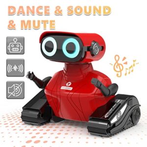 GILOBABY Robot Toys, Remote Control Robot Toy, RC Robots for Kids with LED Eyes, Flexible Head & Arms, Dance Moves and Music, Birthday Gifts for Girls Ages 3+ Years (Red)