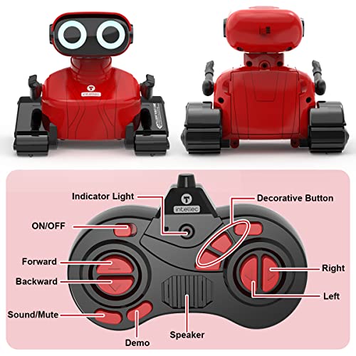 GILOBABY Robot Toys, Remote Control Robot Toy, RC Robots for Kids with LED Eyes, Flexible Head & Arms, Dance Moves and Music, Birthday Gifts for Girls Ages 3+ Years (Red)