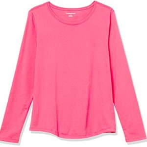 Amazon Essentials Women's Classic-Fit 100% Cotton Long-Sleeve Crewneck T-Shirt, Bright Pink, Medium