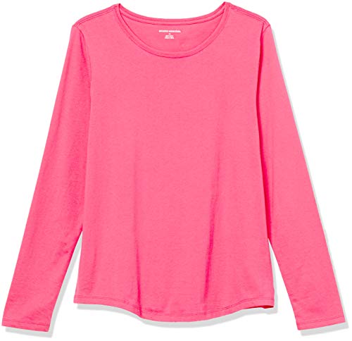 Amazon Essentials Women's Classic-Fit 100% Cotton Long-Sleeve Crewneck T-Shirt, Bright Pink, Medium