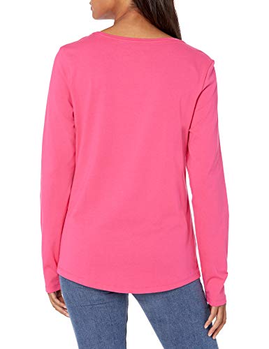 Amazon Essentials Women's Classic-Fit 100% Cotton Long-Sleeve Crewneck T-Shirt, Bright Pink, Medium