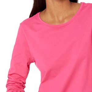 Amazon Essentials Women's Classic-Fit 100% Cotton Long-Sleeve Crewneck T-Shirt, Bright Pink, Medium