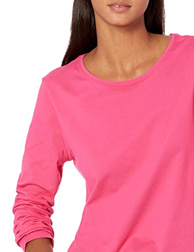 Amazon Essentials Women's Classic-Fit 100% Cotton Long-Sleeve Crewneck T-Shirt, Bright Pink, Medium