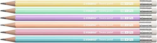 STABILO Graphite Pencil with Eraser Swano Pastel - Pack of 12 - Pink - HB