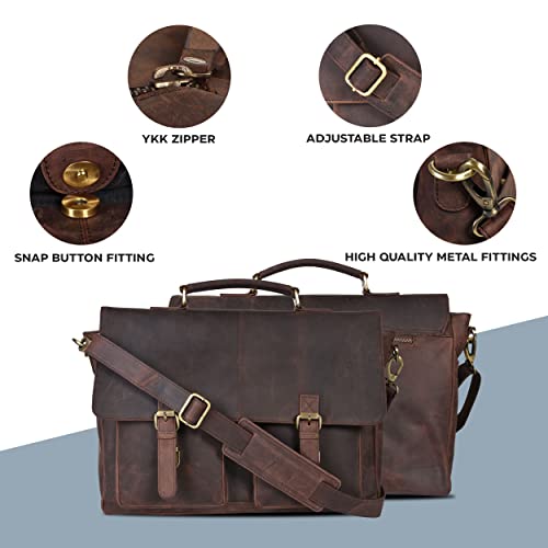 Brown Vintage Messenger Bags For Him And Her | Leather | Adjustable Shoulder Strap | Multiple Compartment | Sleek Design