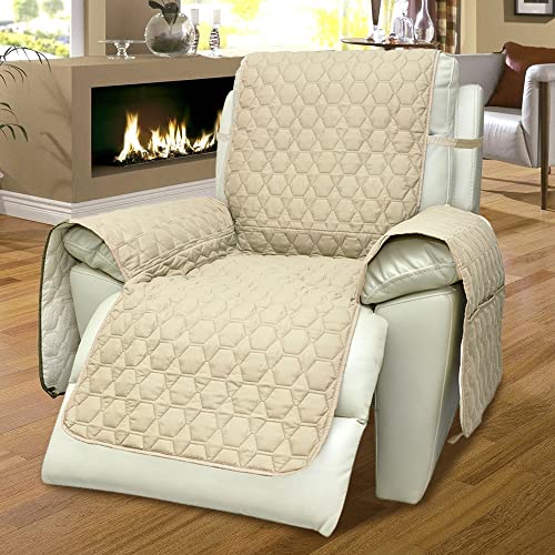 RBSC Home Recliner Chair Cover 30 Inch Beige Recliner Covers 100% Waterproof Anti-Slip Large Recliner Slipcovers for Pets Dogs Cats Washable Protector(30" Sand)