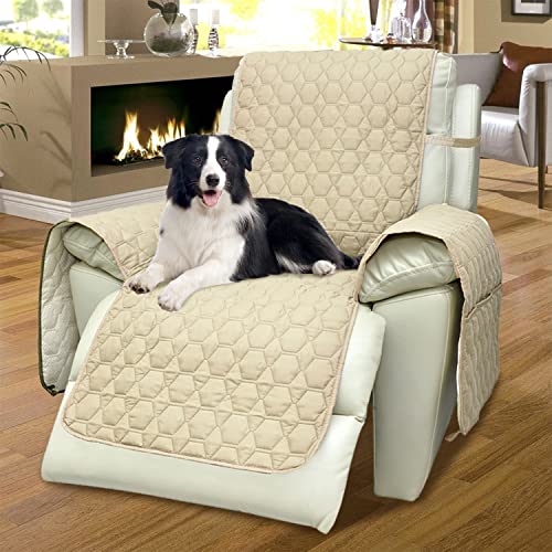 RBSC Home Recliner Chair Cover 30 Inch Beige Recliner Covers 100% Waterproof Anti-Slip Large Recliner Slipcovers for Pets Dogs Cats Washable Protector(30" Sand)