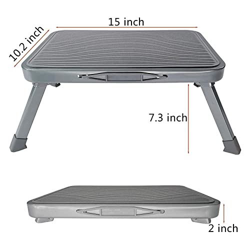 Step Stool with Non Skid Platform for Kids Adults,Metal Folding Built-in Handle Footstool for Home Kitchen Bathroom RV,Max Load 330 lbs