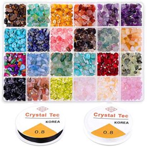 crystal beads for ring making 24 colors, cridoz jewelry gemstone crystals chips drilled for bracelet and jewelry making