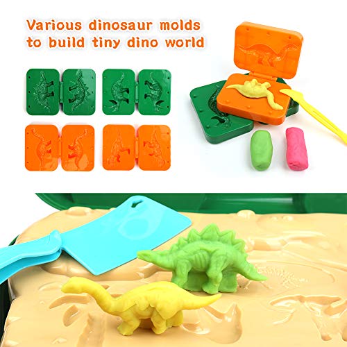 DIY Play Dough Dinosaur Toys Clay Pretend Play Set with Molds Dinosaur Toys Kids in a Portable Suitcase for Boys and Girls