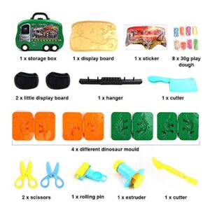 DIY Play Dough Dinosaur Toys Clay Pretend Play Set with Molds Dinosaur Toys Kids in a Portable Suitcase for Boys and Girls