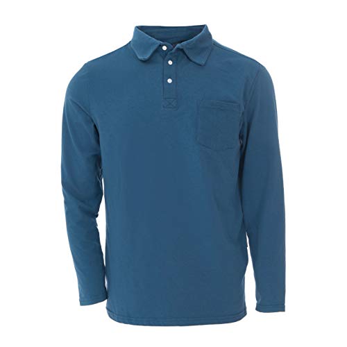 KicKee Menswear Solid Long Sleeve Performance Jersey Polo | Oceanography Collection | (M, Twilight)