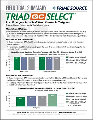 Select Source Triad QC Select - 3-Way Herbicide with Quinclorac (Quart) | Controls Dandelion, Clover, Crabgrass, and Many Other Broadleaf and Grassy Weeds