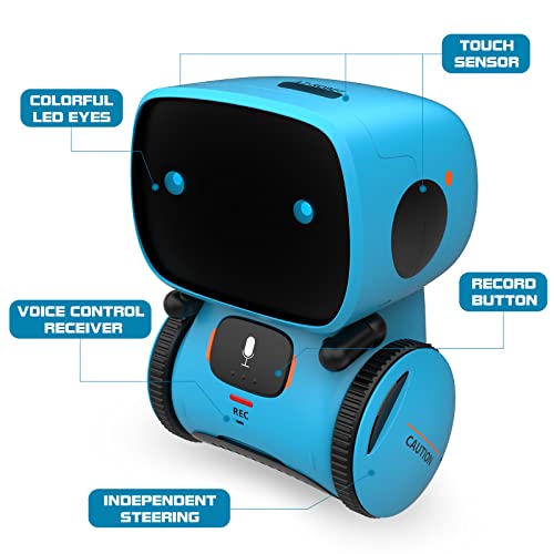 GILOBABY Kids Robot Toys, Interactive Robot Companion Smart Talking Robot with Voice Control Touch Sensor, Dancing, Singing, Recording, Repeat, Birthday Gifts for Boys Ages 3+ Years (Blue)