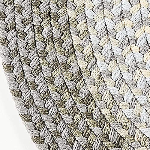 Super Area Rugs Braided Rug Pinecrest Indoor/Outdoor Braided Carpet for High Traffic Kitchen, Frosty Multi, 4' x 6' Oval