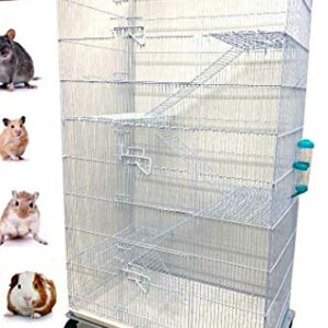 X-Large 5-Levels Ferret Chinchilla Sugar-Glider Rats Mice Gerbil Cage with Removable Rolling Stand, 32-Inch by 19-Inch by 60-Inch